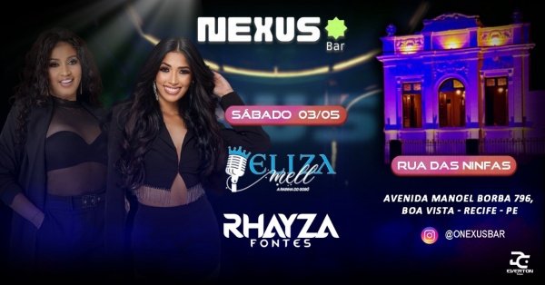 SÁBADO (03/05) ELIZA MELL & RHAYZA FONTES em Recife - Sympla