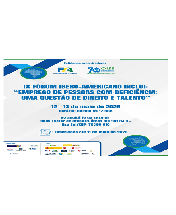 IX Fórum Ibero-Americano Inclui, que acontecerá nos dias 12 e 13 de ...