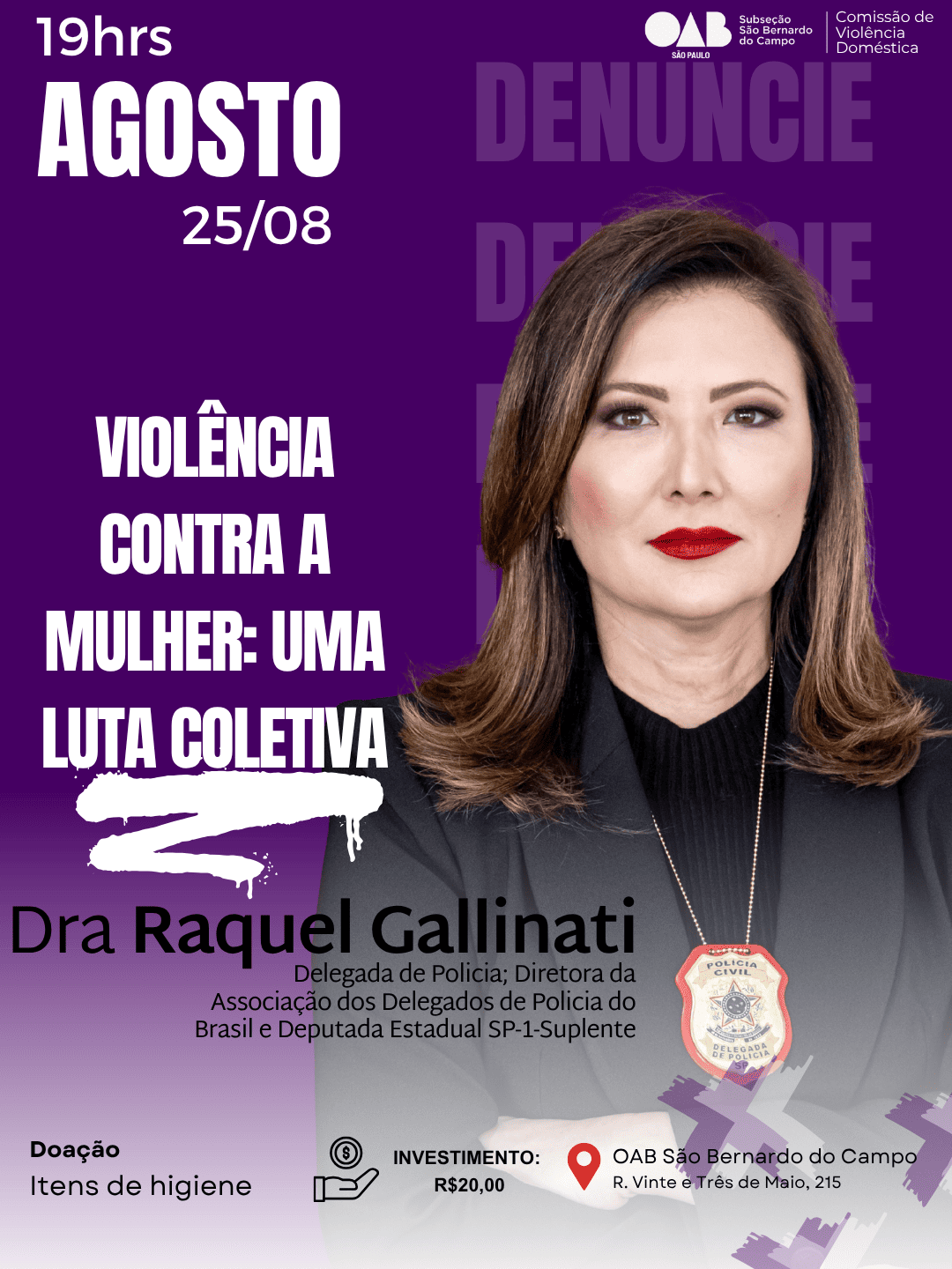 Violência contra a mulher: uma luta coletiva em São Bernardo do Campo - Sympla