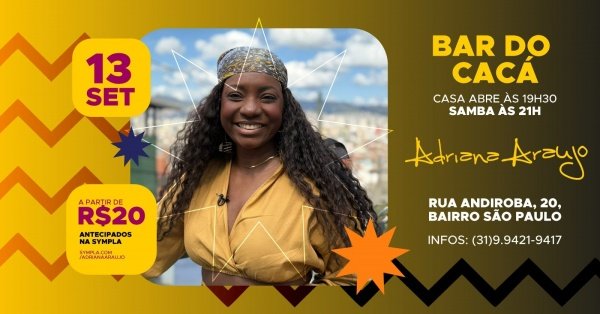 ADRIANA ARAÚJO | BAR DO CACÁ em Belo Horizonte - Sympla