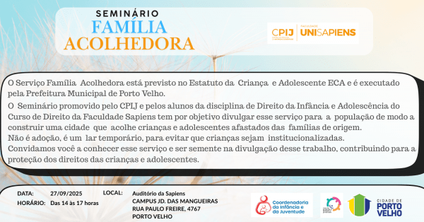 Seminário Família Acolhedora em Porto Velho - Sympla