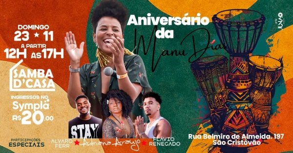 Samba D'casa Aniversário Manu Dias em Belo Horizonte - Sympla