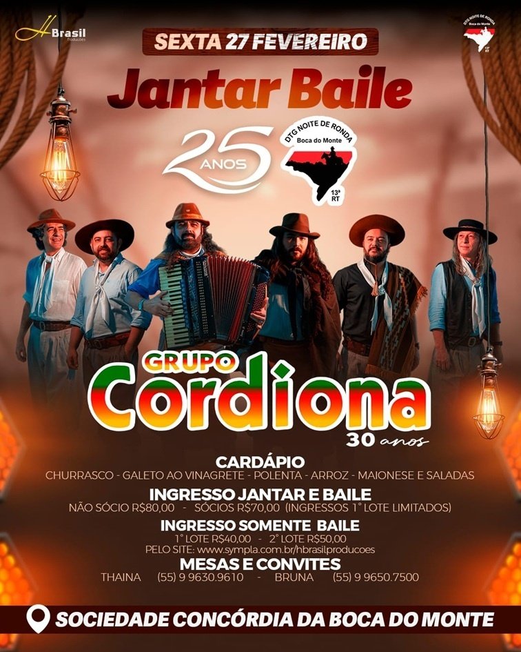 Baile com Grupo Cordiona na Soc. Concórdia da Boca do Monte em Santa ...