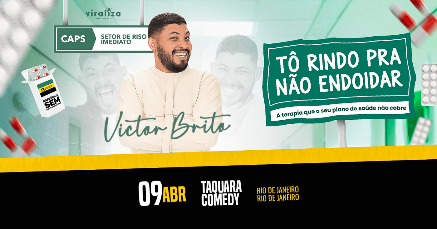 VICTOR BRITO - SHOW DE COMÉDIA NA TAQUARA! em Rio de Janeiro - Sympla