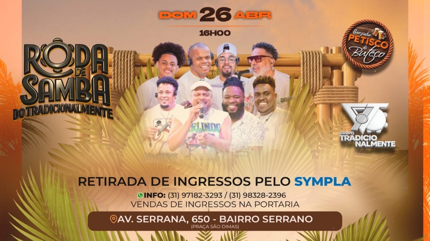 RODA DE SAMBA DO GRUPO TRADICIONALMENTE em Belo Horizonte - Sympla