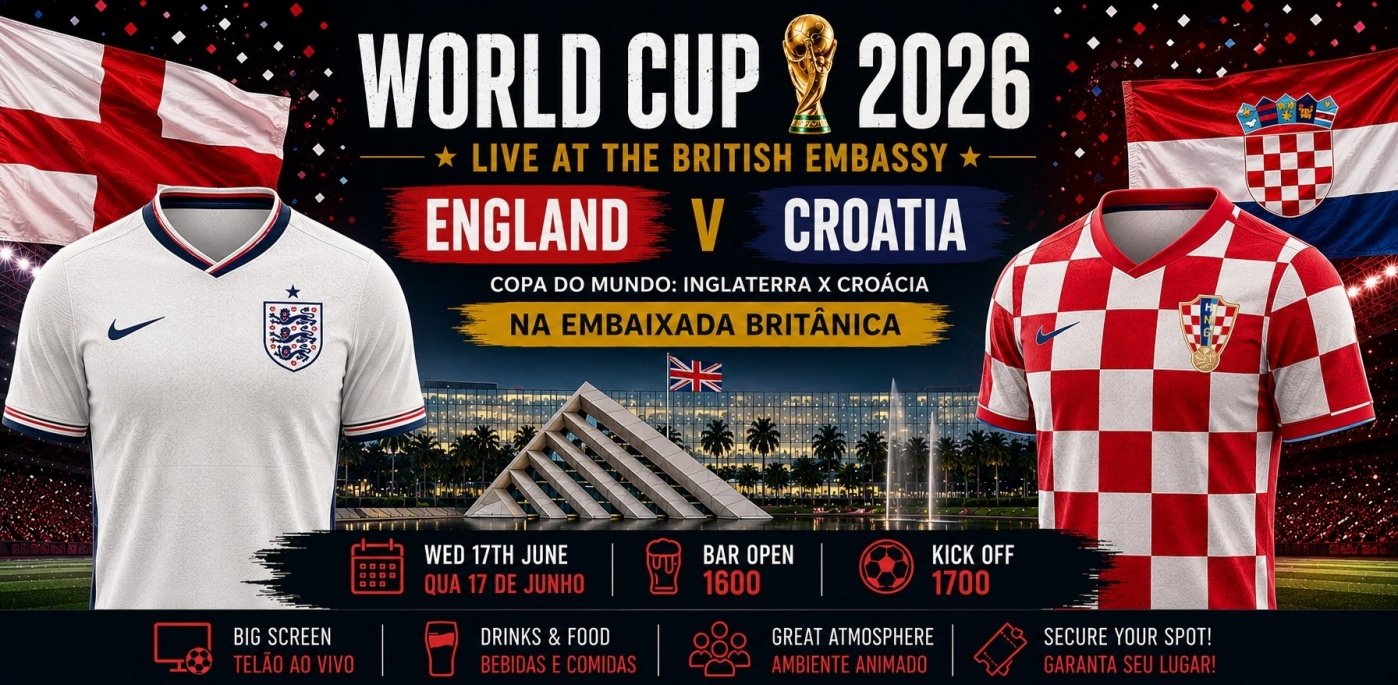 World Cup: England vs Croatia at the British Embassy | Copa do Mundo ...